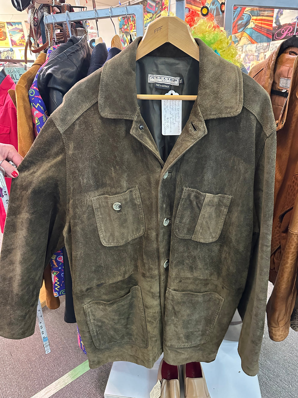 Vintage Atelier Brown Suede Jacket – Made in Australia – XXL – Big Antler